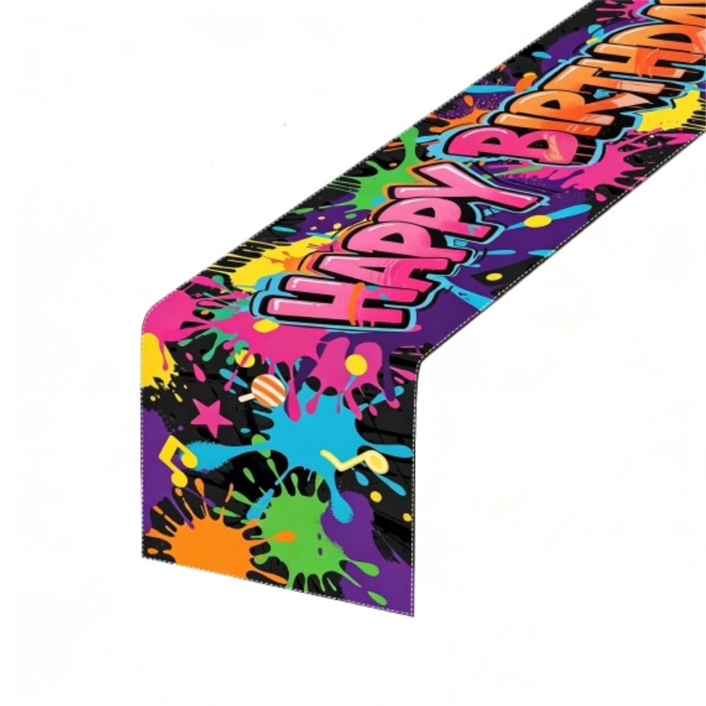 72 Inch linen birthday table runner,festival themed table cover ...