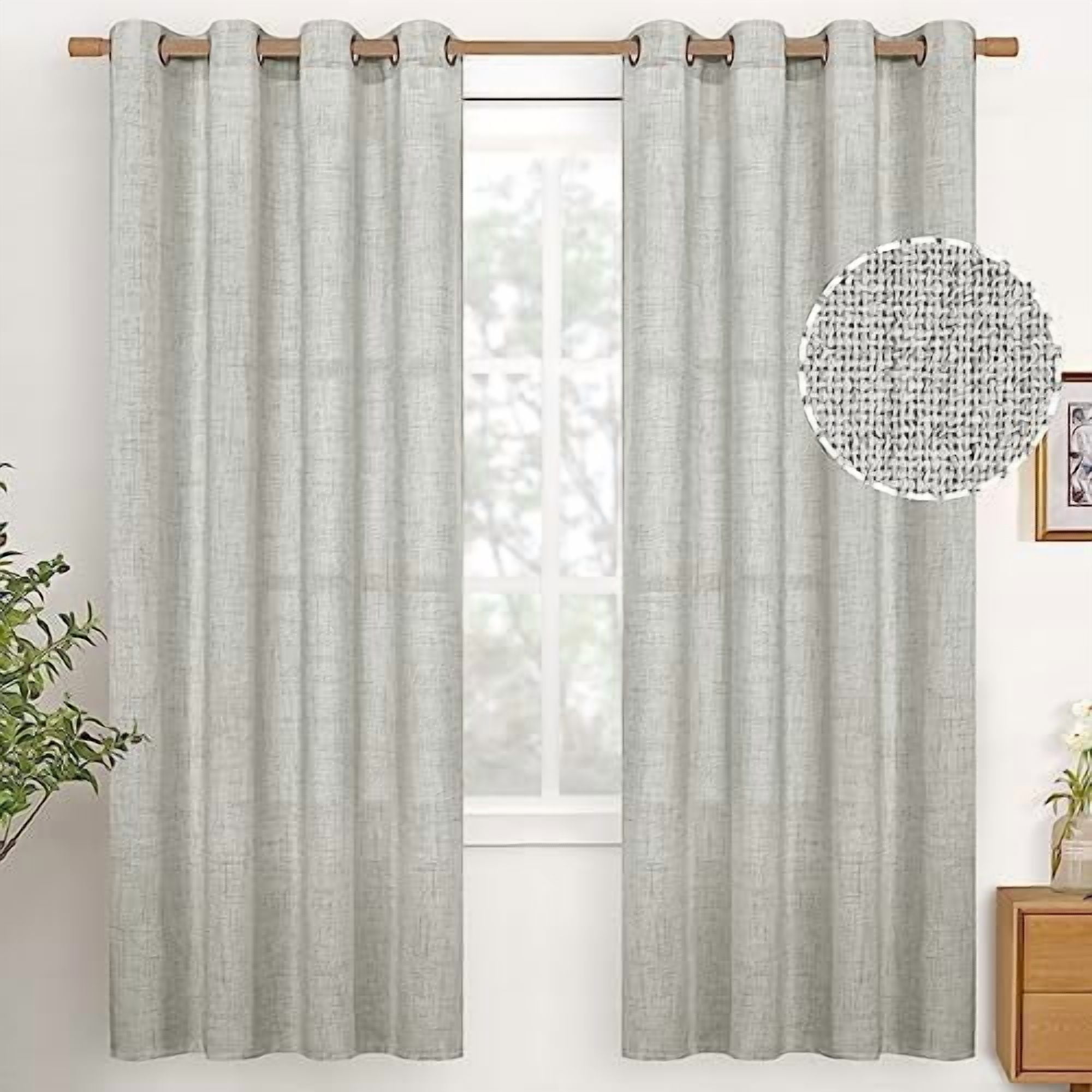 72 Inches Long Light Grey Curtains for Living Room 2 Panels - Linen ...