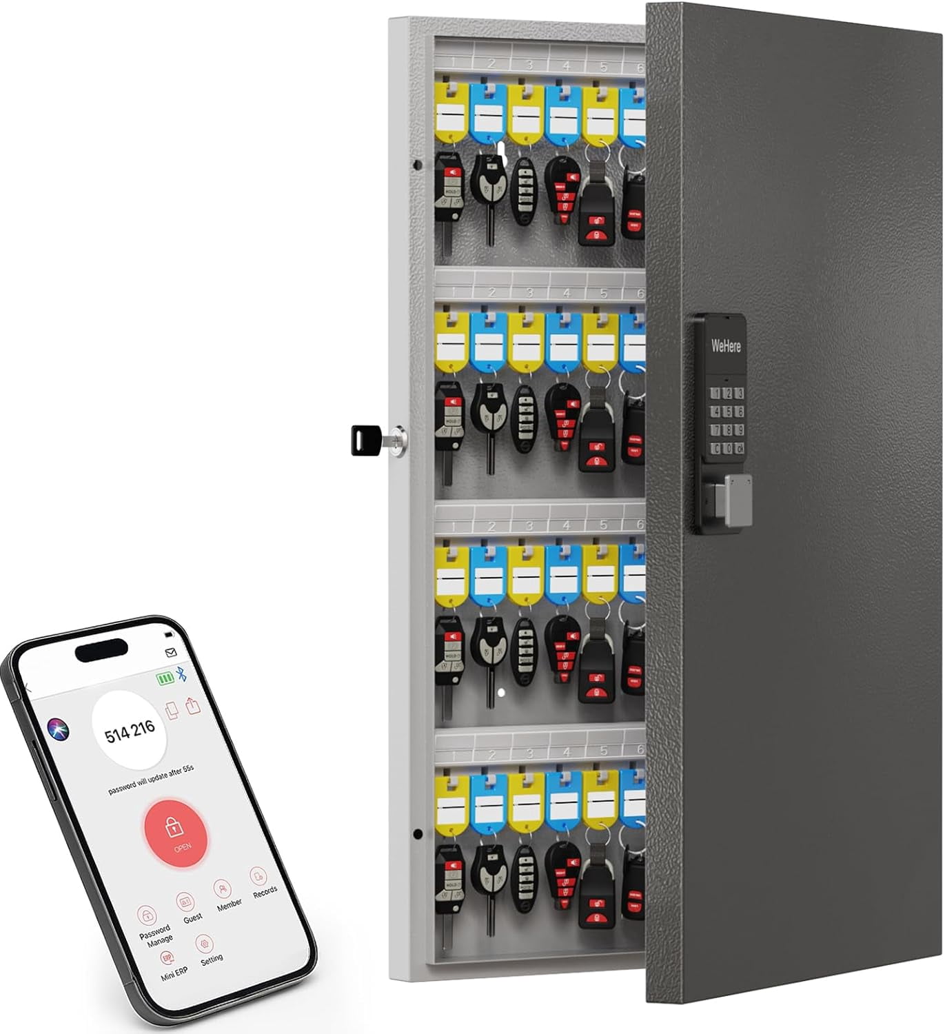 72 Key Cabinet Organizer Metal Key Lock Box Wall Mount use OTP ...