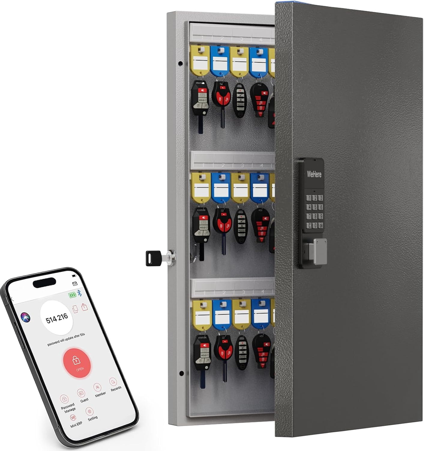 72 Key Cabinet Organizer Metal Key Lock Box Wall Mount use OTP ...