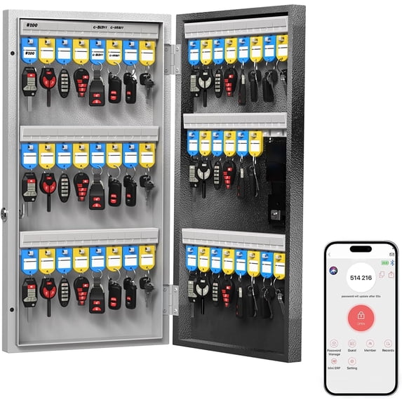 72 Key Cabinet Organizer Metal Key Lock Box Wall Mount use OTP ...