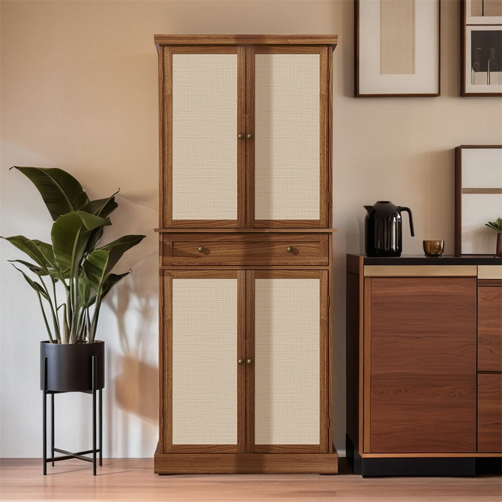 72" Kitchen Pantry Cabinet, Tall Pantry Storage Cabinet with 4 Doors ...