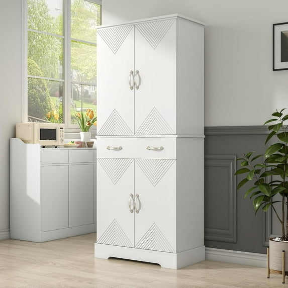 72" Kitchen Pantry Cabinet, Tall Pantry Storage Cabinet with Adjustable ...
