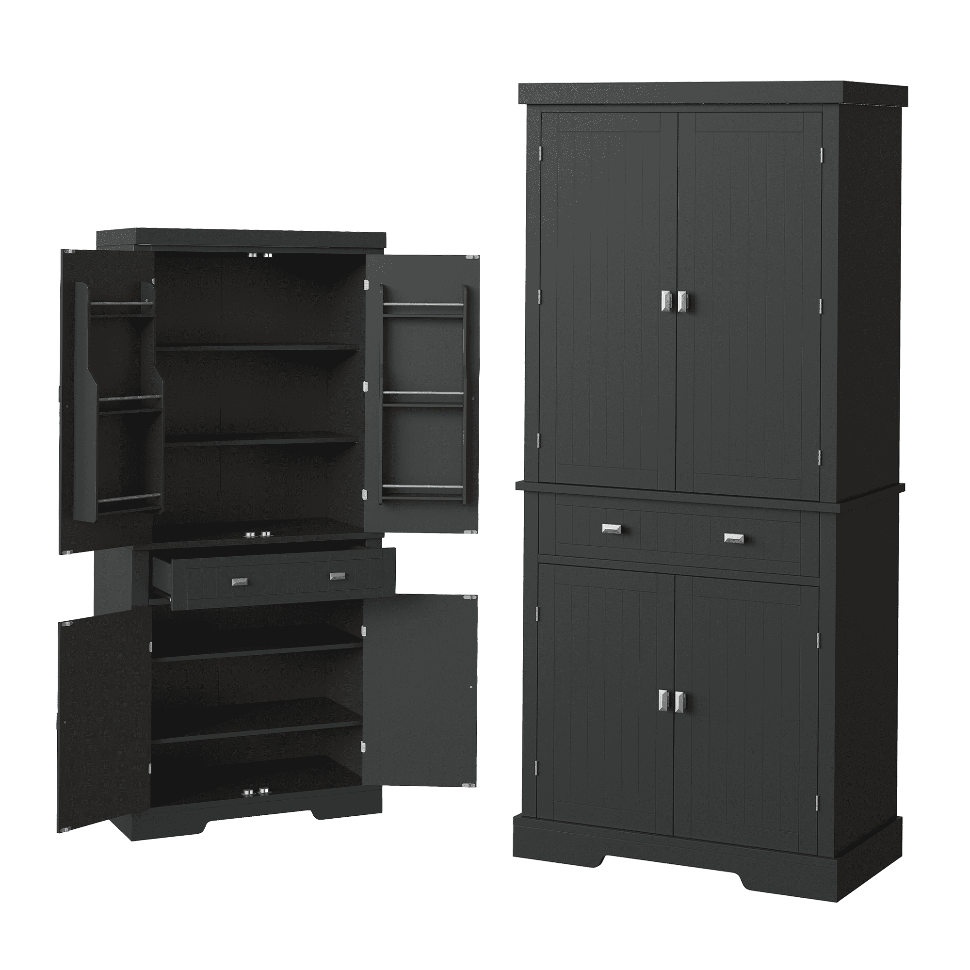 72 in Kitchen Pantry Storage Cabinet, Freestanding Food Pantry Cabinet ...