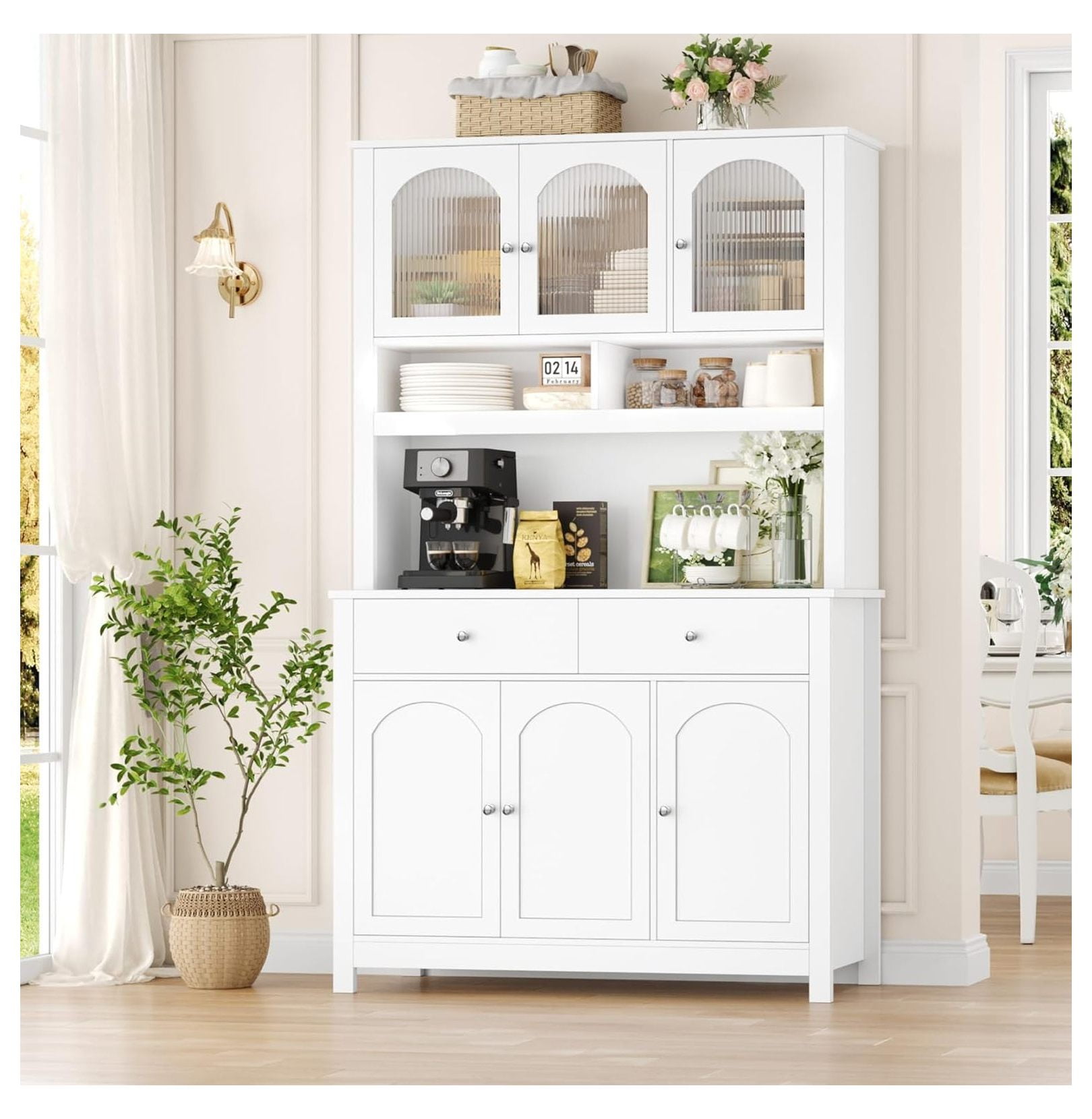 72" Kitchen Pantry Storage Cabinet, Kitchen Hutch Food Pantry Cabinet ...