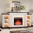 72" LED Electric Fireplace with Mantel, Fireplace TV Stand for 80 Inch ...