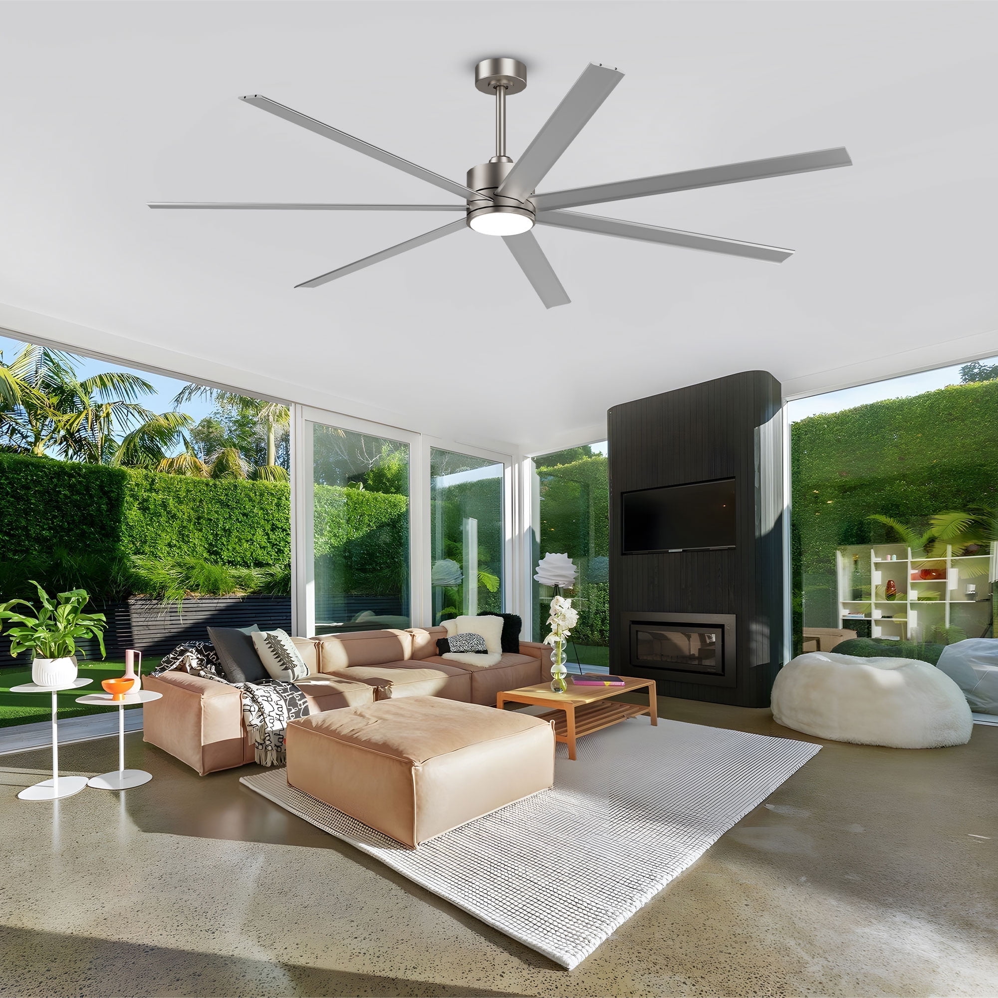 72" Large Ceiling Fan with Light and Remote, Waterproof 7 Blades High ...