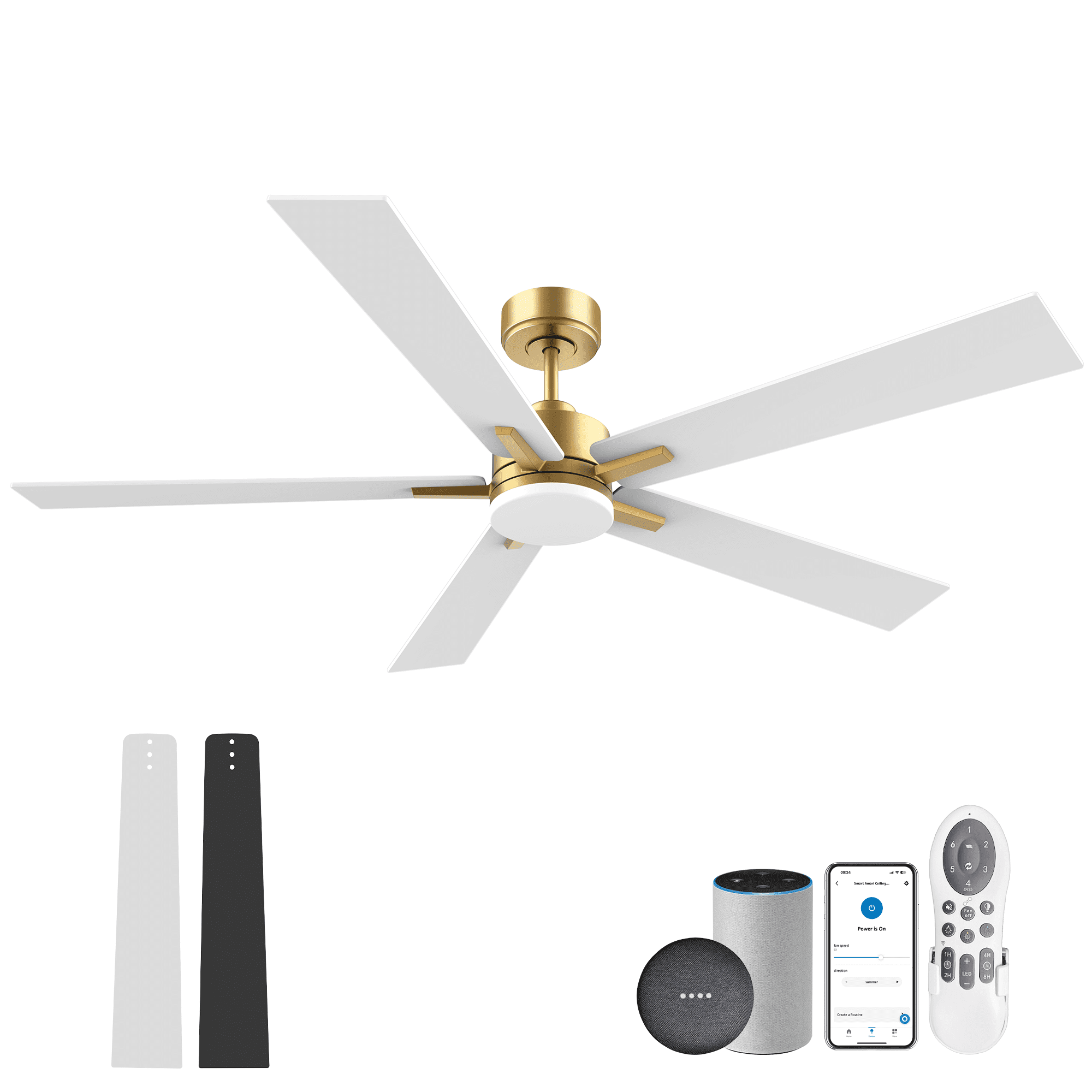 72" Large Smart Ceiling Fan with Lights Remote,Silent DC Motor,Control ...