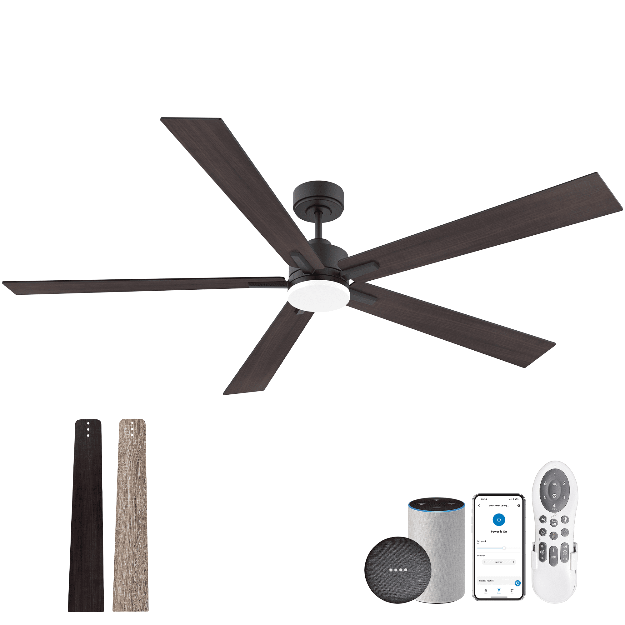 72” Large Smart Ceiling Fan with Lights Remote,Silent DC Motor,Control ...