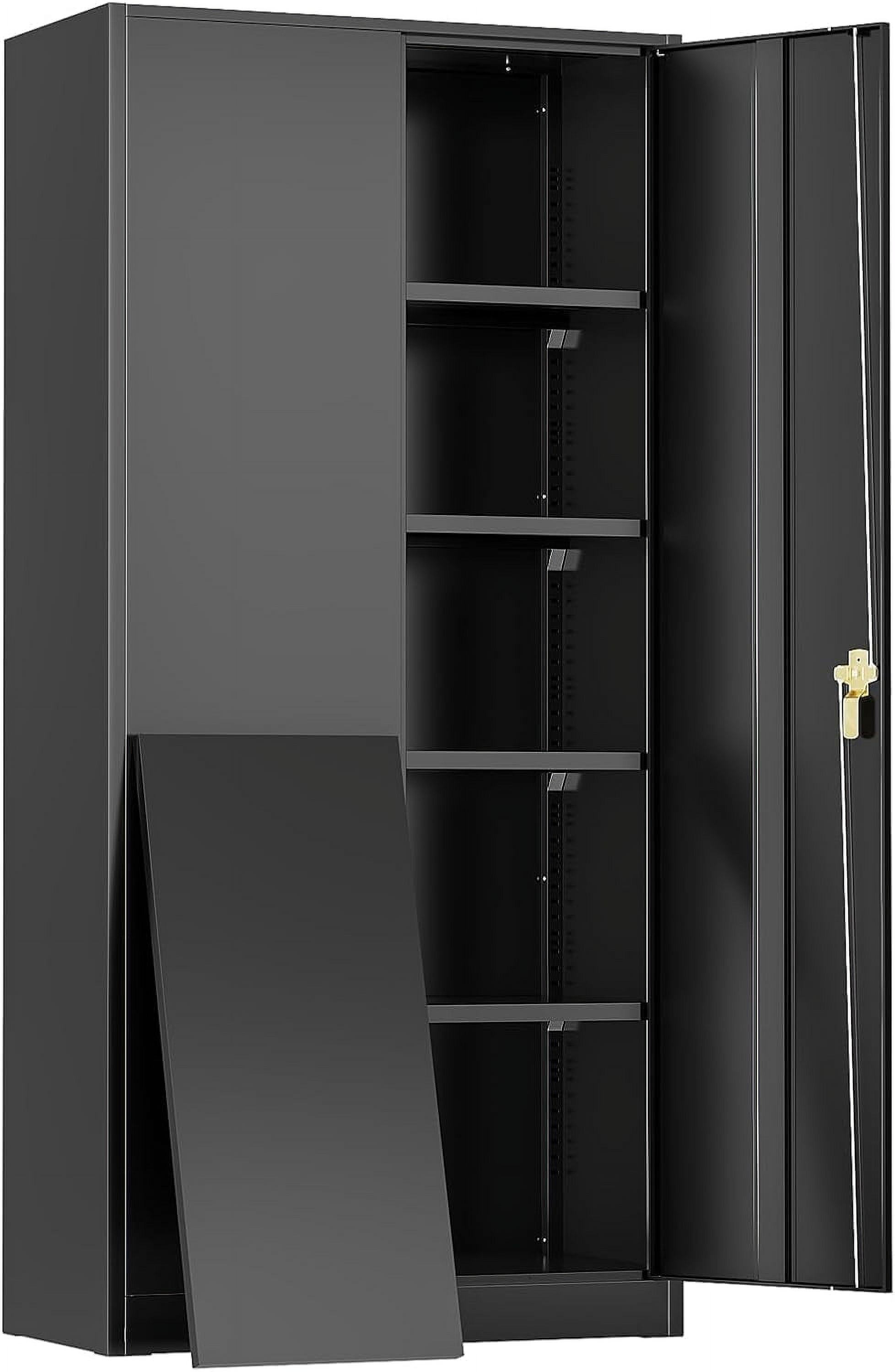 72”Lockable Metal Storage Cabinet, Garage Steel Storage Cabinet with 2 ...