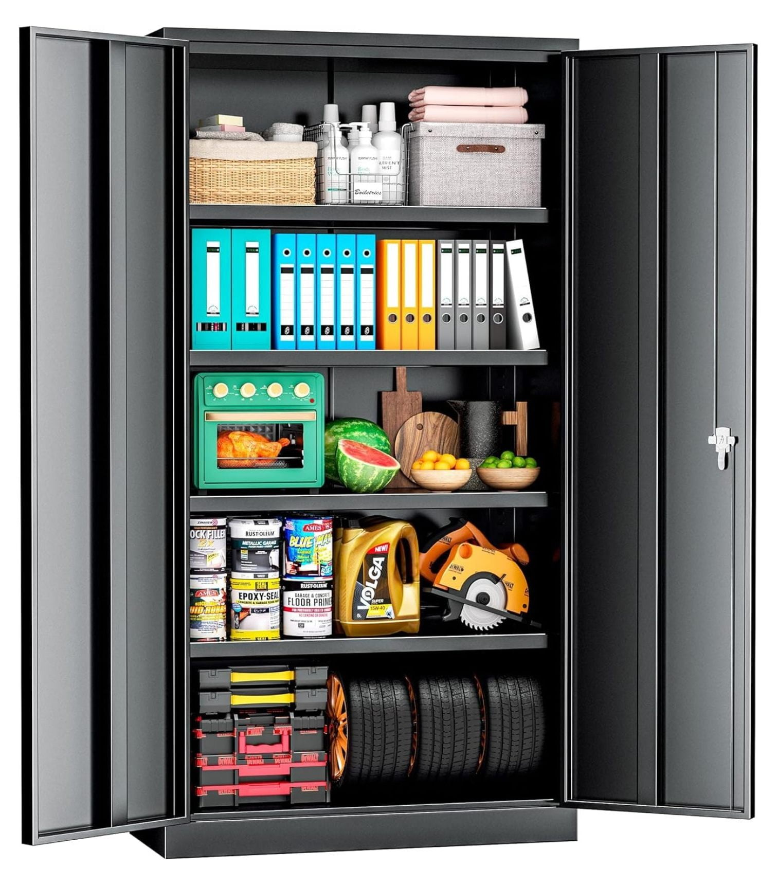 72" Lockable Steel Storage Cabinet, Locking Metal Storage Cabinets ...