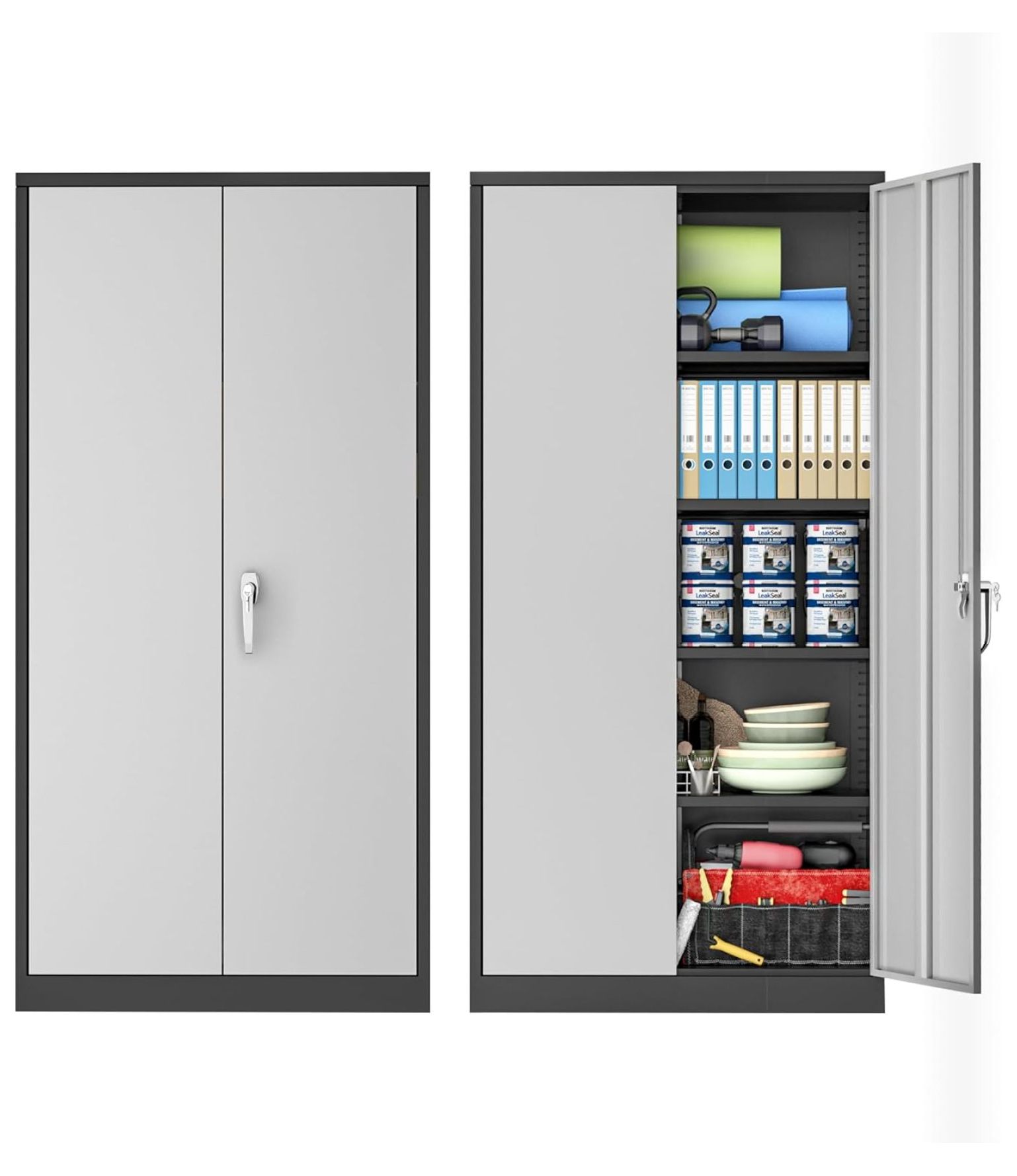 72" Lockable Steel Storage Cabinet, Locking Metal Storage Cabinets ...
