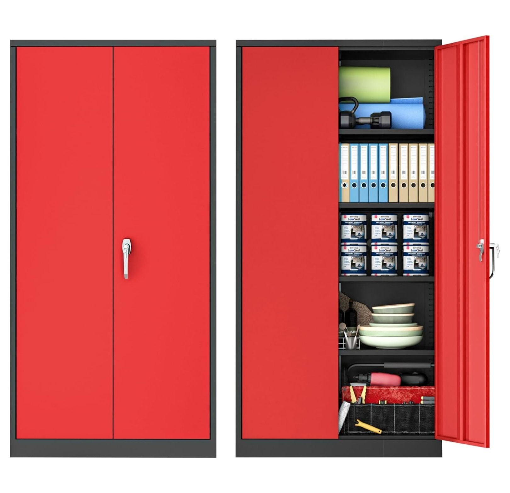 72" Lockable Steel Storage Cabinet, Locking Metal Storage Cabinets ...