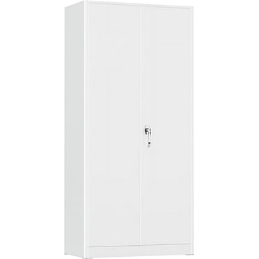 Aukfa 65" Metal Garage Storage Cabinets, Lockable Broom Closet Storage ...