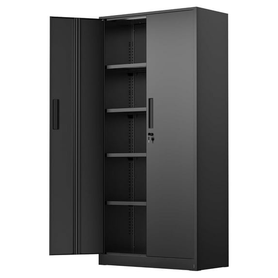 72" Metal Office Storage Locking Cabinet, Lockable Garage Storage ...