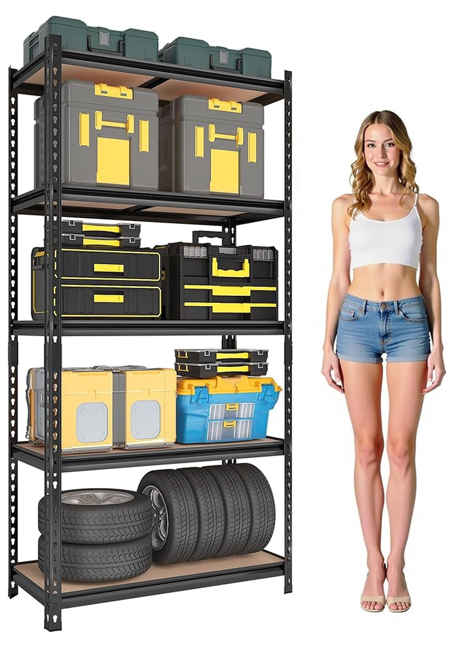 72" Metal Shelving Units 1500lbs Capacity, 5-Tier Garage Shelves, Heavy ...