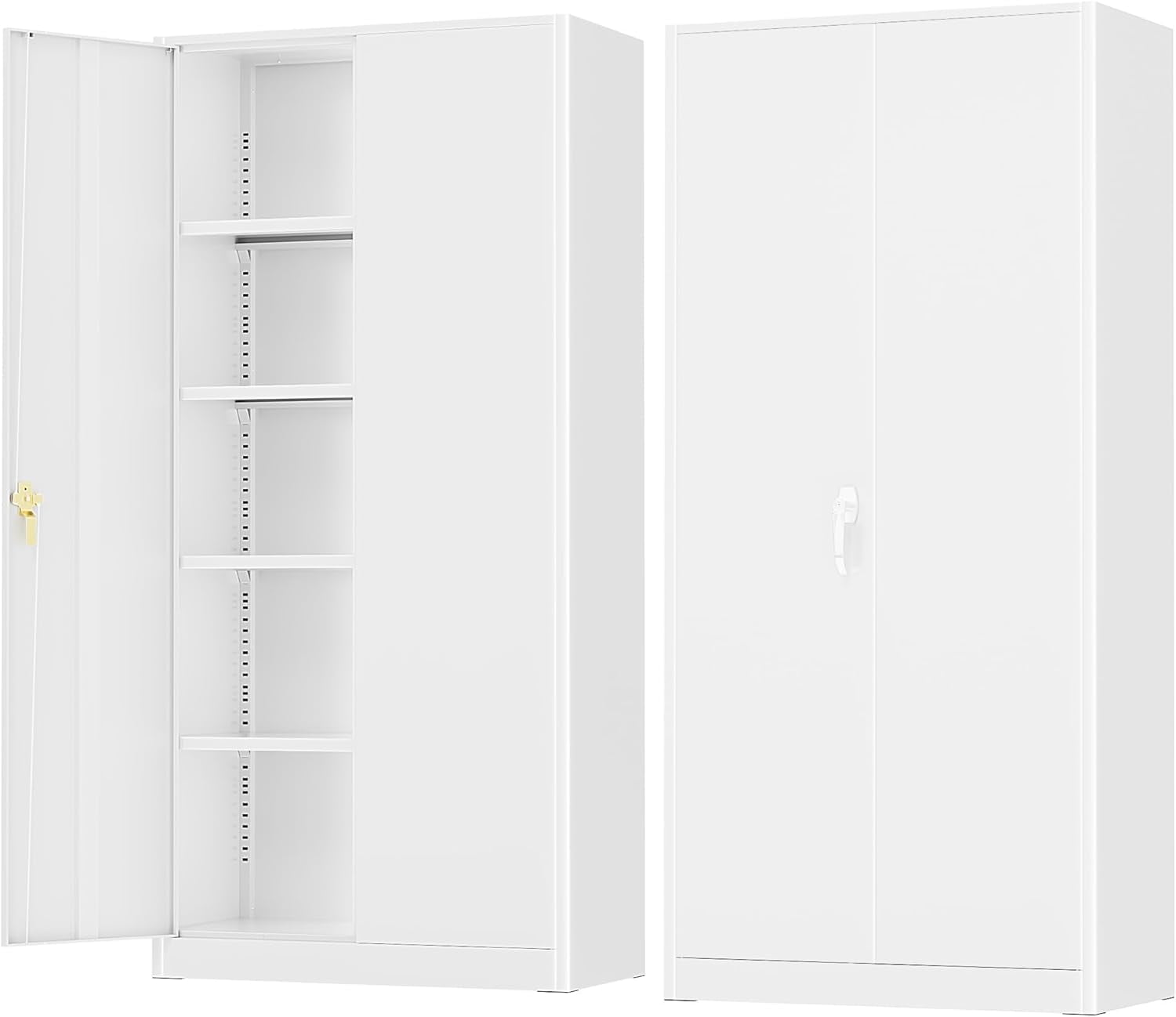 72”Metal Storage Cabinet, 72” Lockable File Cabinets with 2 Doors and 4 ...