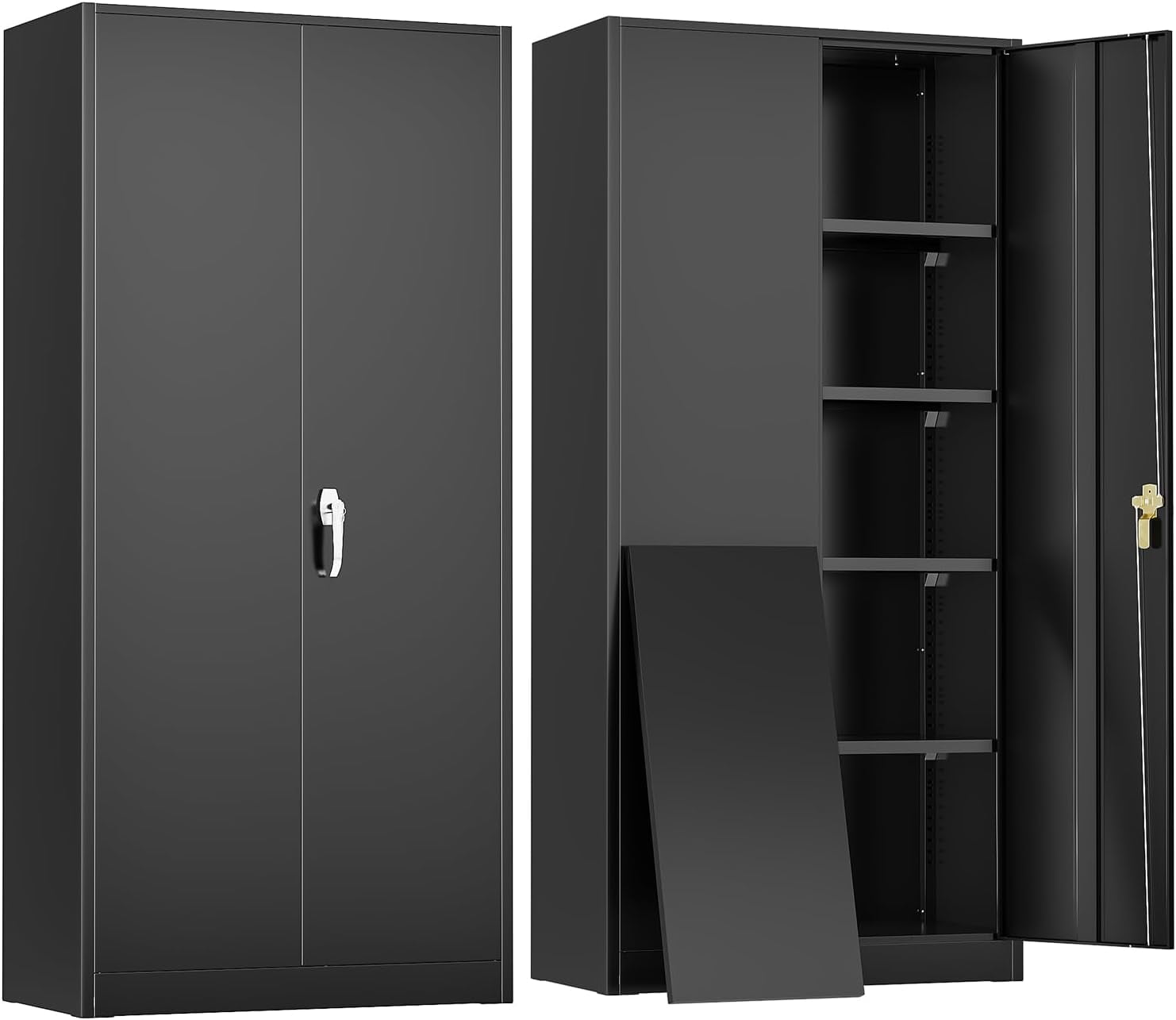 72”Metal Storage Cabinet, Lockable File Cabinets with 2 Doors and 4 ...