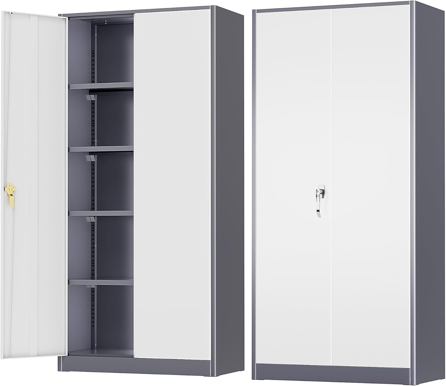 72”Metal Storage Cabinet, Lockable File Cabinets with 2 Doors and 4 ...