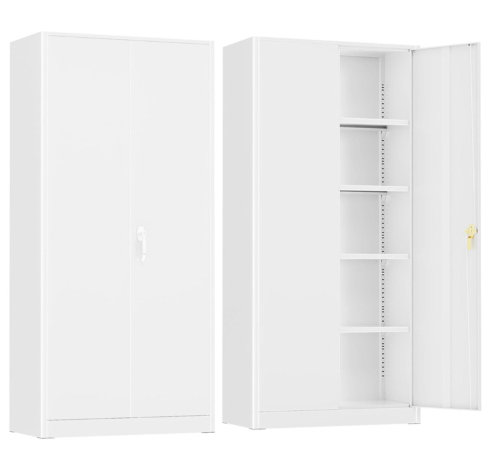 72” Metal Storage Cabinet, Lockable Garage Storage Cabinets, High ...