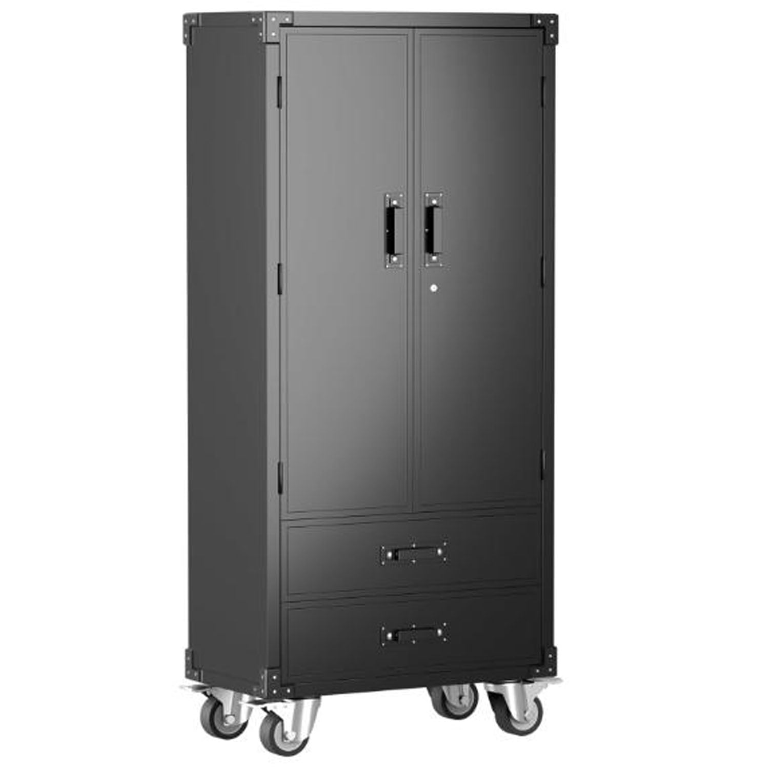 72" Metal Storage Cabinet with Wheels and Pegboard, Lockable Rolling ...