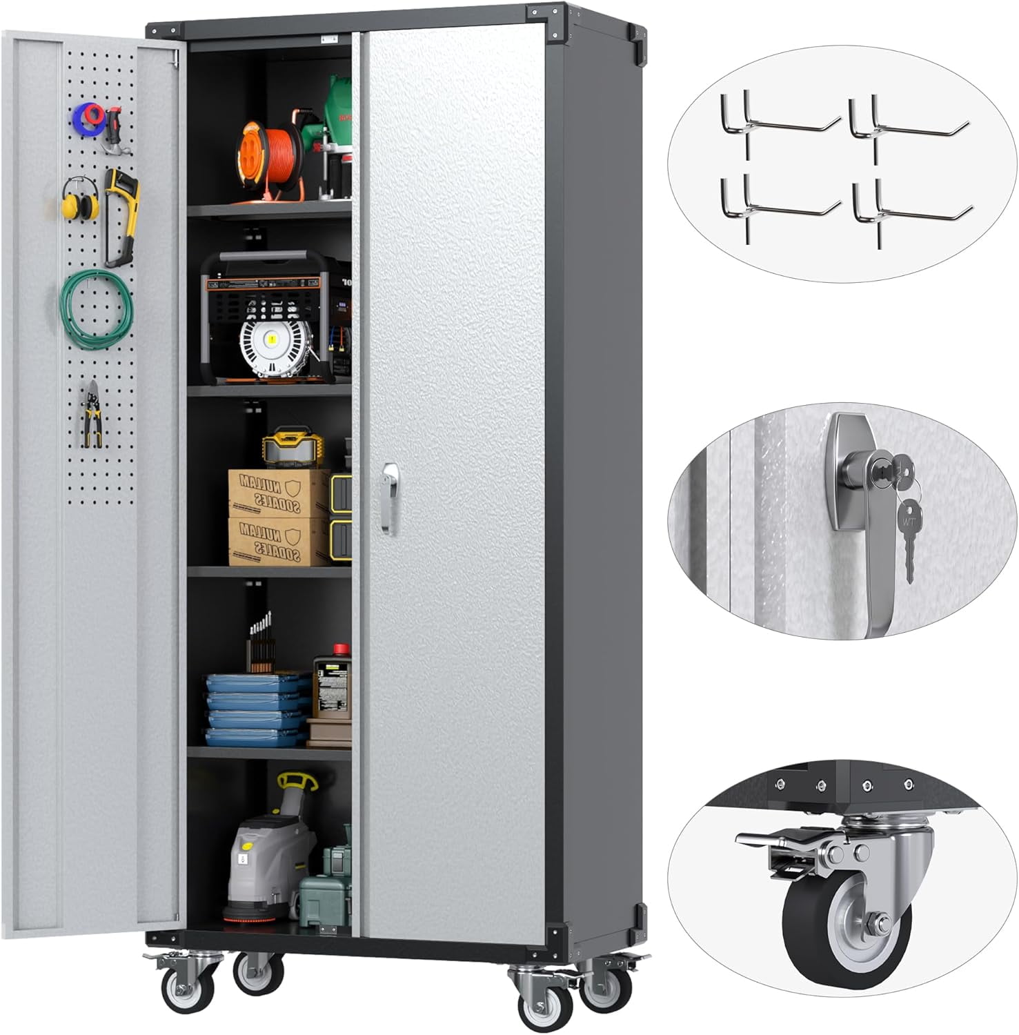 Lockable Steel Cabinet Adjustable Shelves 72 Inch Steel Storage Cabinet ...