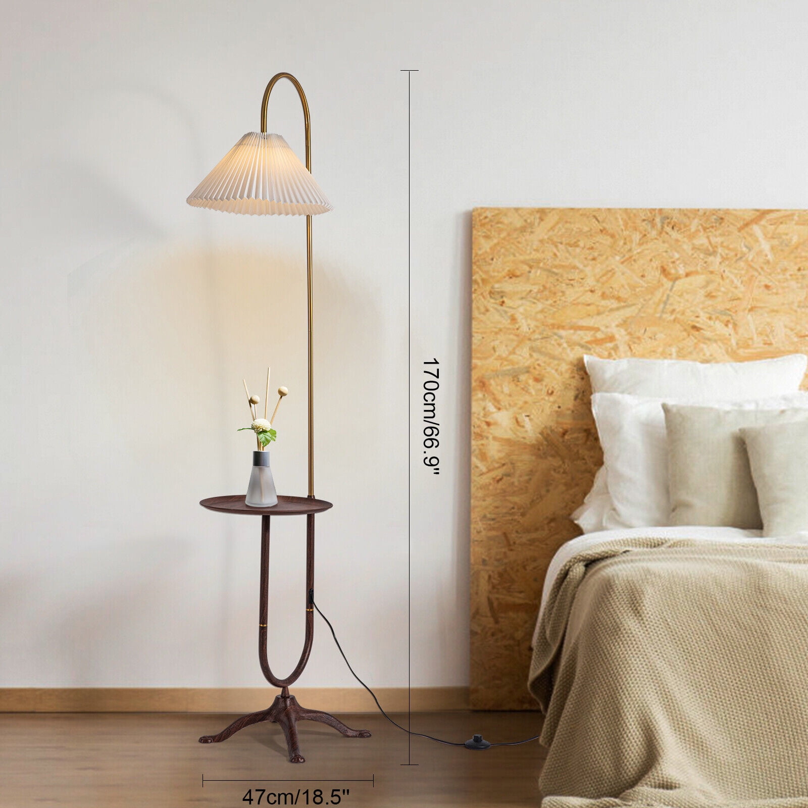 72" Modern LED Light Floor Lamp with Tray for Bedroom Office With ...