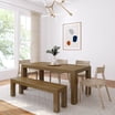 Plank+Beam 72" Modern Solid Wood Dining Table Set, Pecan Wirebrush, + 6 ...