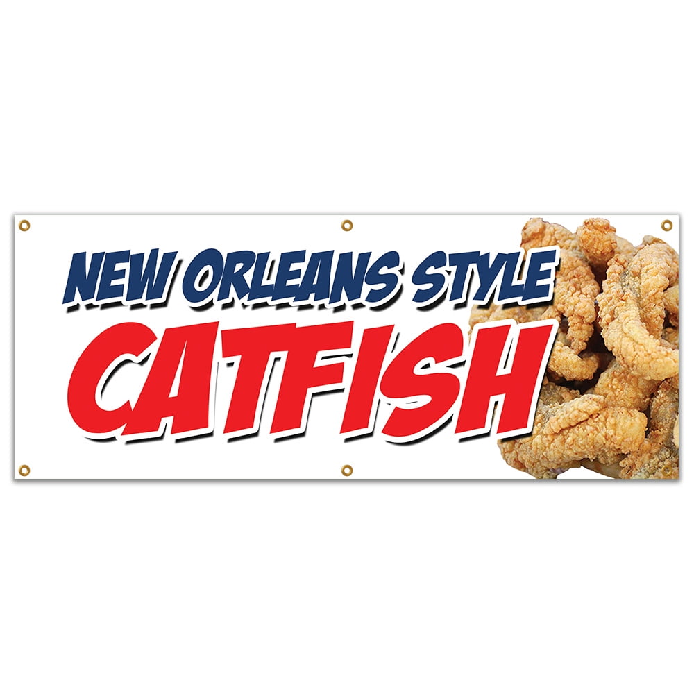 72" NEW ORLEANS STYLE CATFISH BANNER SIGN dinner fresh caught local ...