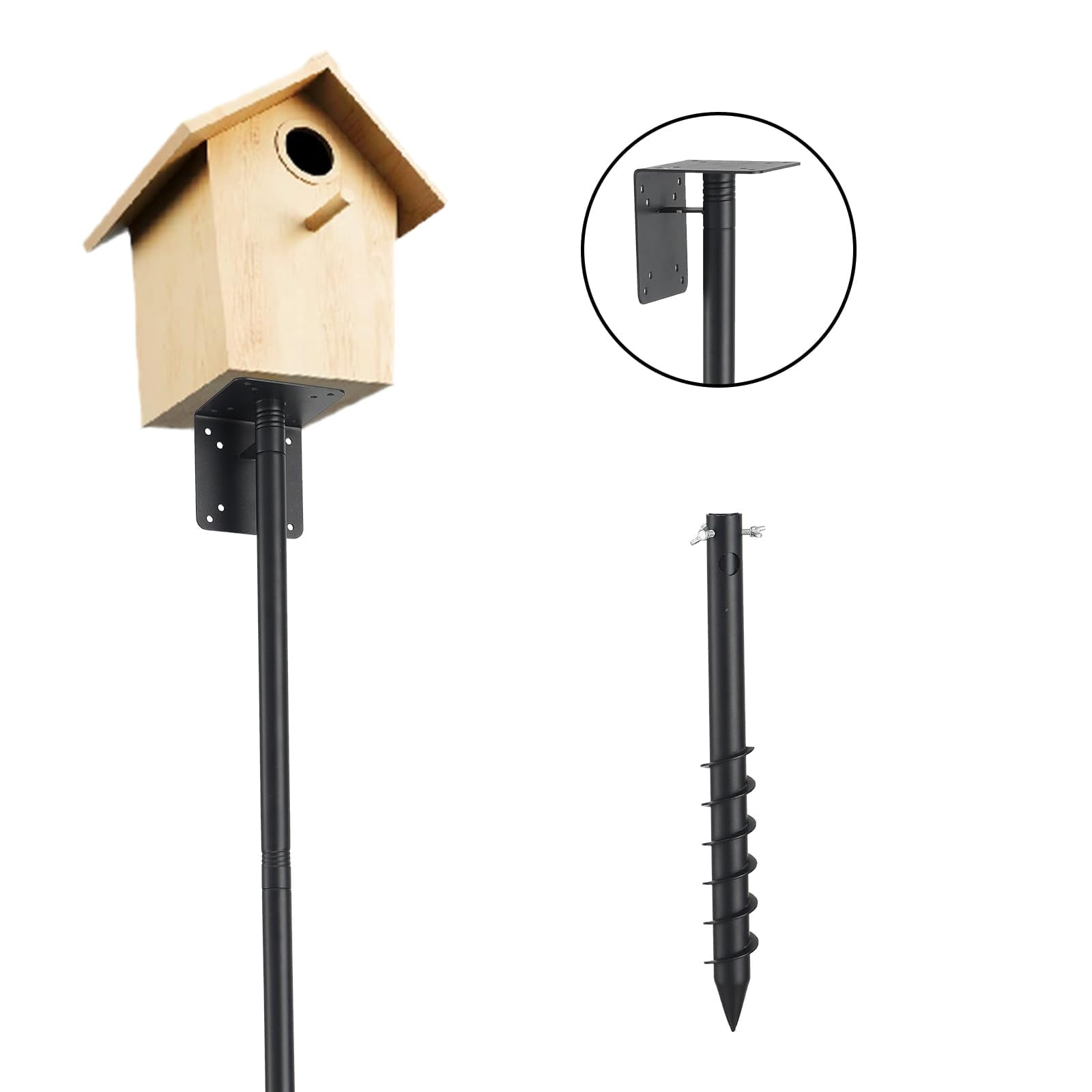 72" Outdoor Bird House Pole Kit Stand with 5-Pronged Base, Adjustable ...