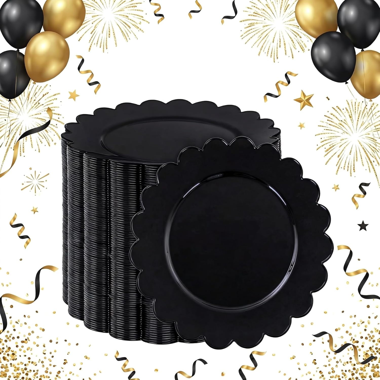 72 PCS Black Plastic Plates - 7.5 Inch Plates Disposable Heavy Duty ...