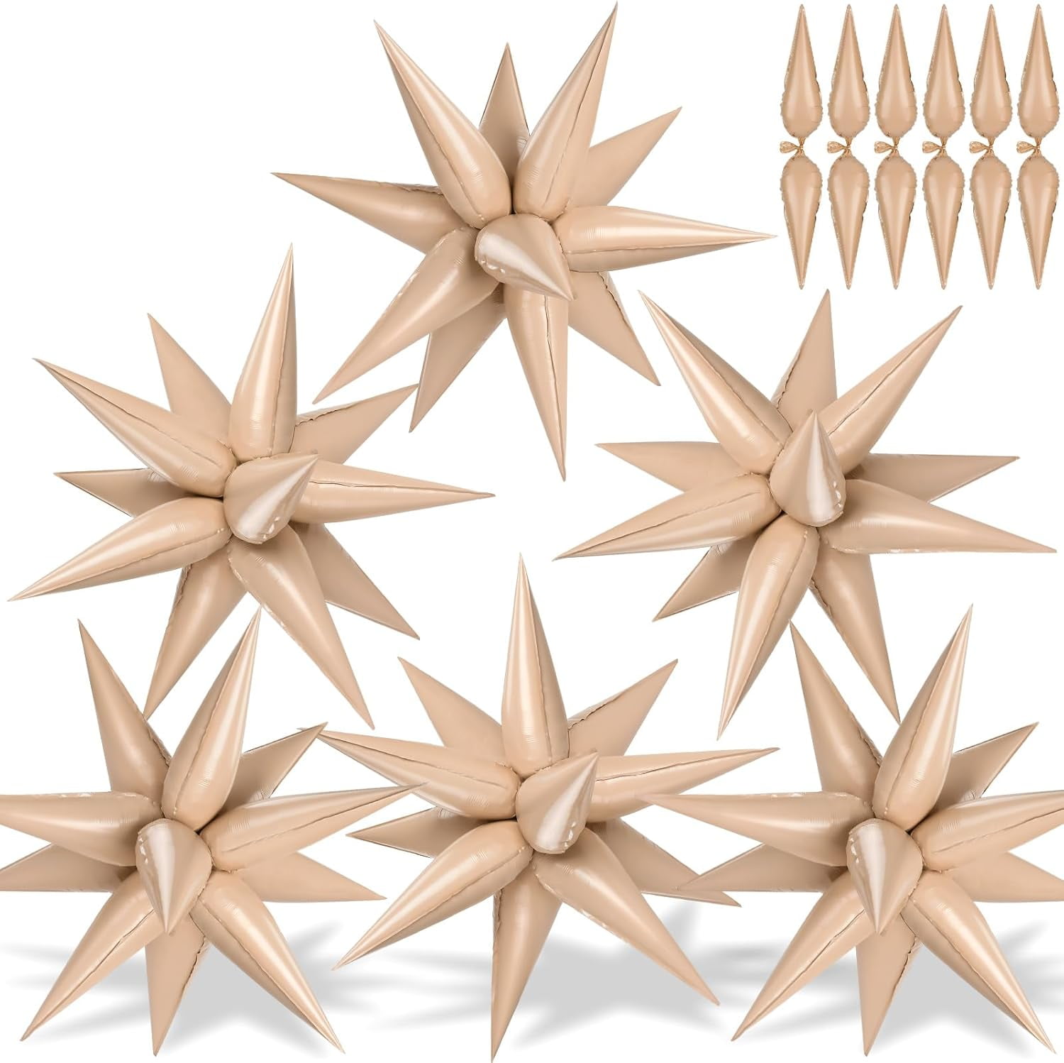 72 PCS Caramel Star Balloons, Big 26 Inch Foil Spike Balloons ...