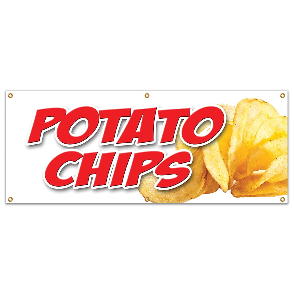 72" POTATO CHIPS BANNER SIGN kettle bar b que fresh made warm hot ...