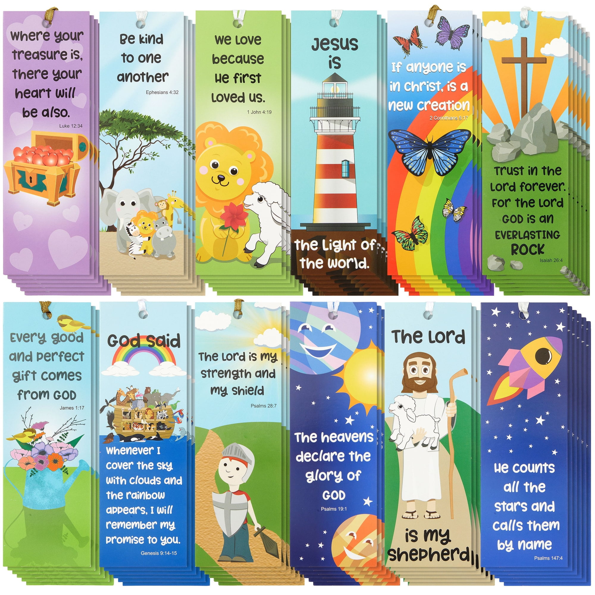 72 Pack Christian Bookmarks Bulk, Religious Scripture, 12 Bible Verse ...
