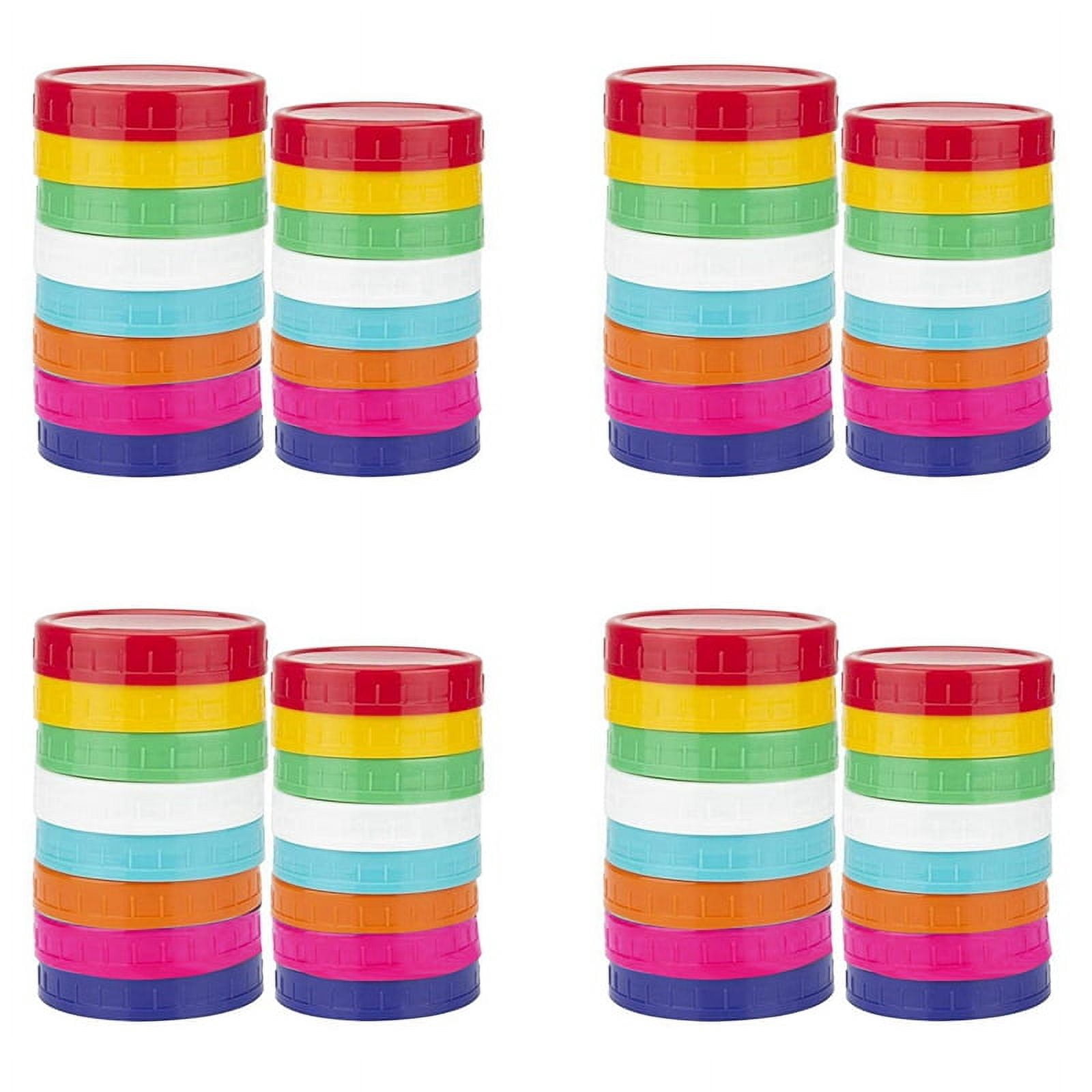 72 Pack Colored Plastic Jar Lids -32 Wide Mouth & 32 Regular Mouth Ball ...