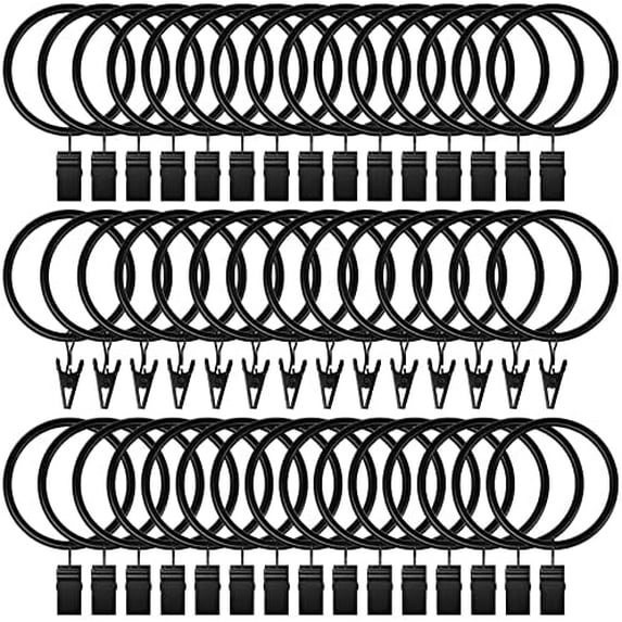 72 Pack Curtain Rings with Clips Hooks 1.5 inch Rustproof Matte Metal ...