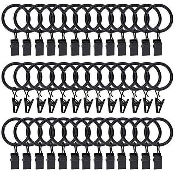 72 Pack Curtain Rings with Clips Hooks 1 inch Rustproof Matte Metal ...