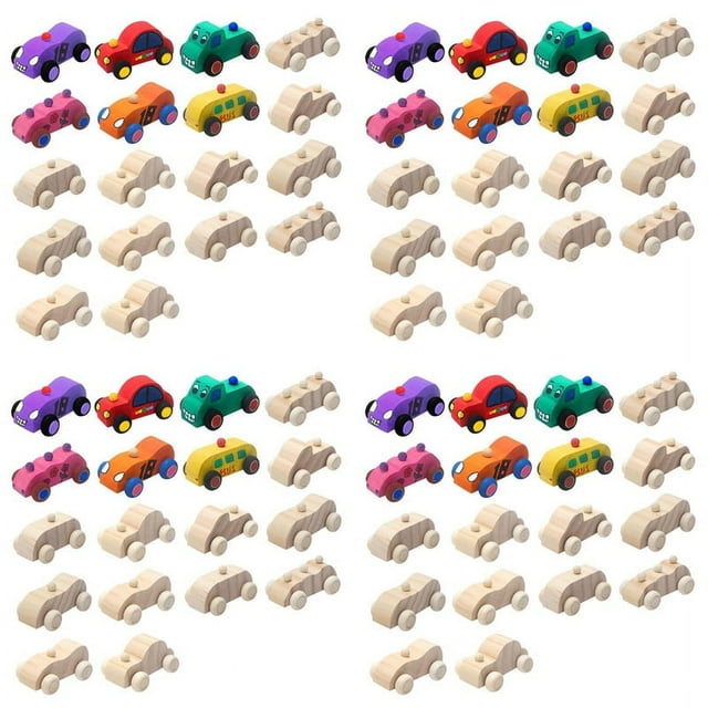 72 Pack DIY Wood Car Toys Unfinished Wooden Cars to Paint Wooden Craft ...