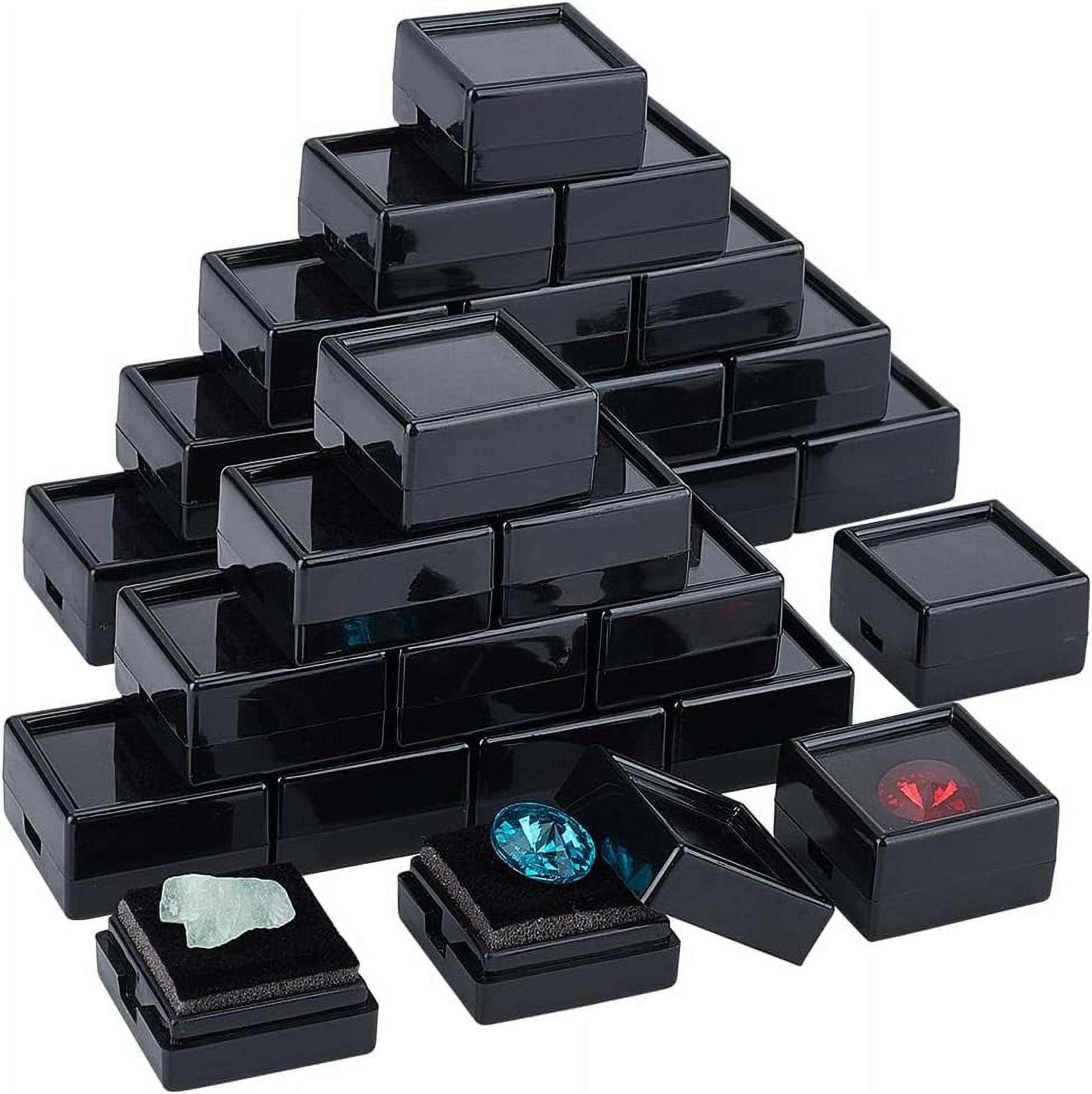 72 Pack Gemstone Display Box Plastic Diamond Display Case Black Jewelry ...