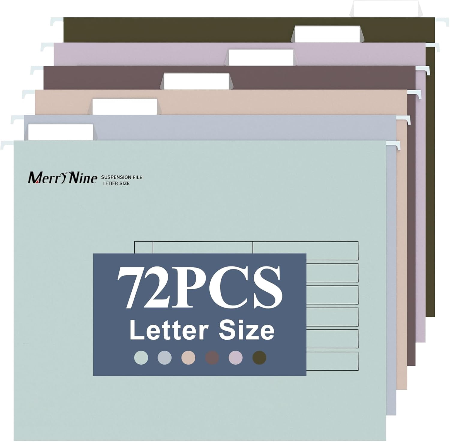 72-Pack Letter Size Hanging File Folders with 1/5-Cut Tabs and Inserts ...