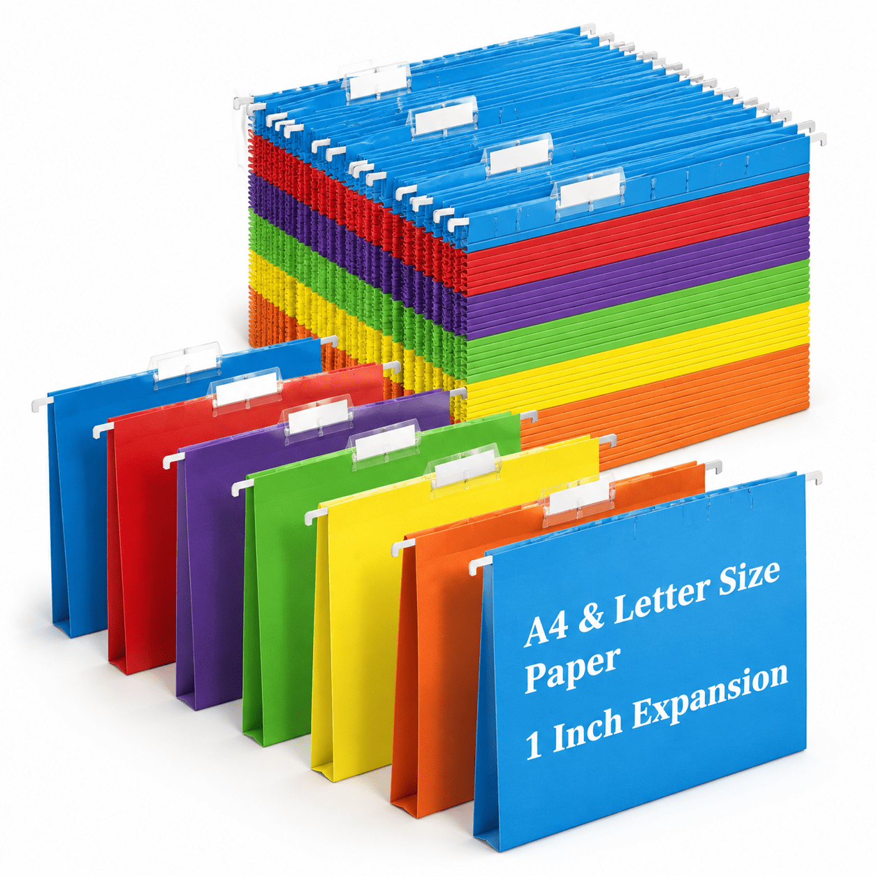 72 Pack Letter Size Hanging File Folders with 1 Inch Expansion and ...