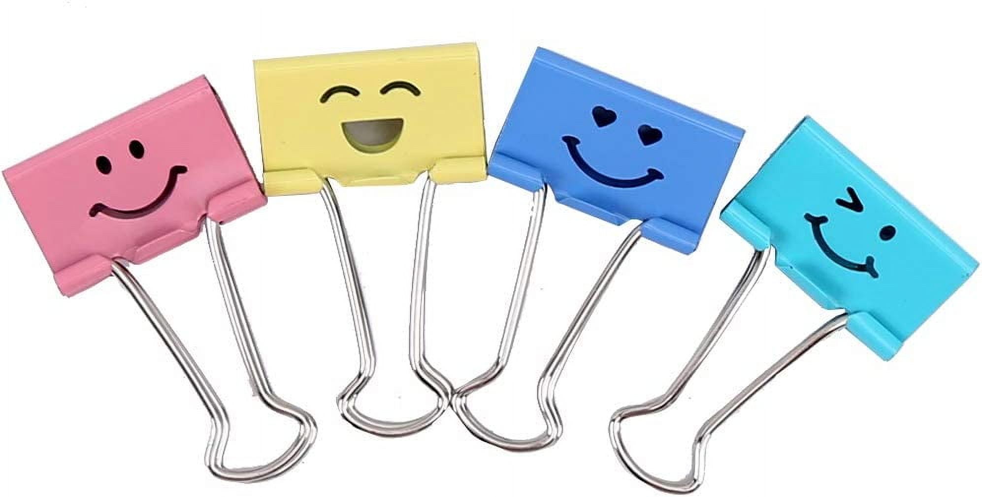 72 Pack Medium Paper Clips (1 inch/25mm), Smiling Face Binder Clips ...