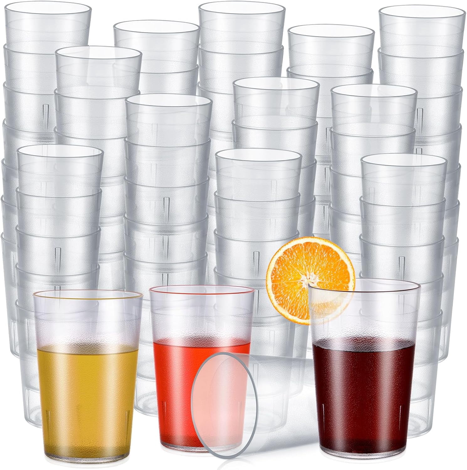 72 Pack Restaurant Grade 8 oz Plastic Cup Break Resistant Drinking ...