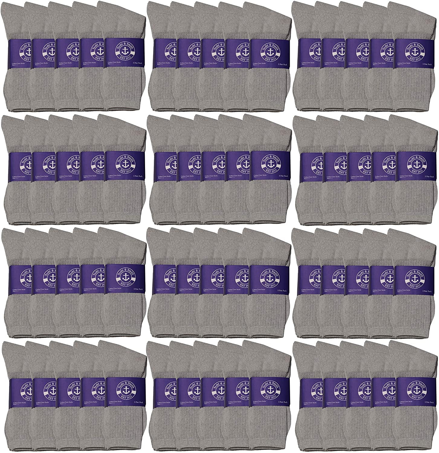 72 Pairs of Mens Value Mens Bulk Lightweight Cotton Crew Socks ...