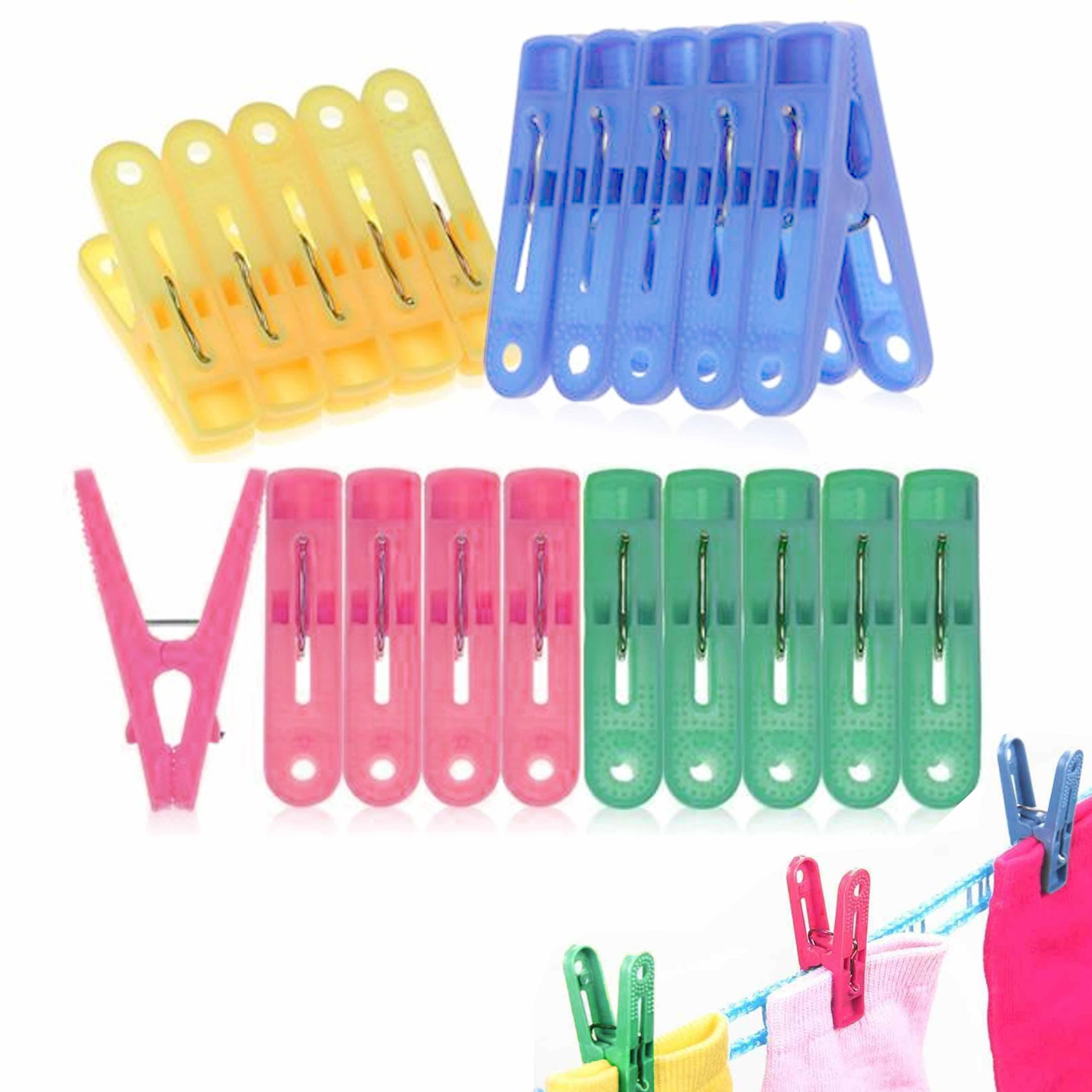 72 Pc Clothes Pins Pegs Plastic Clothespins Laundry Spring Clips Hangs ...