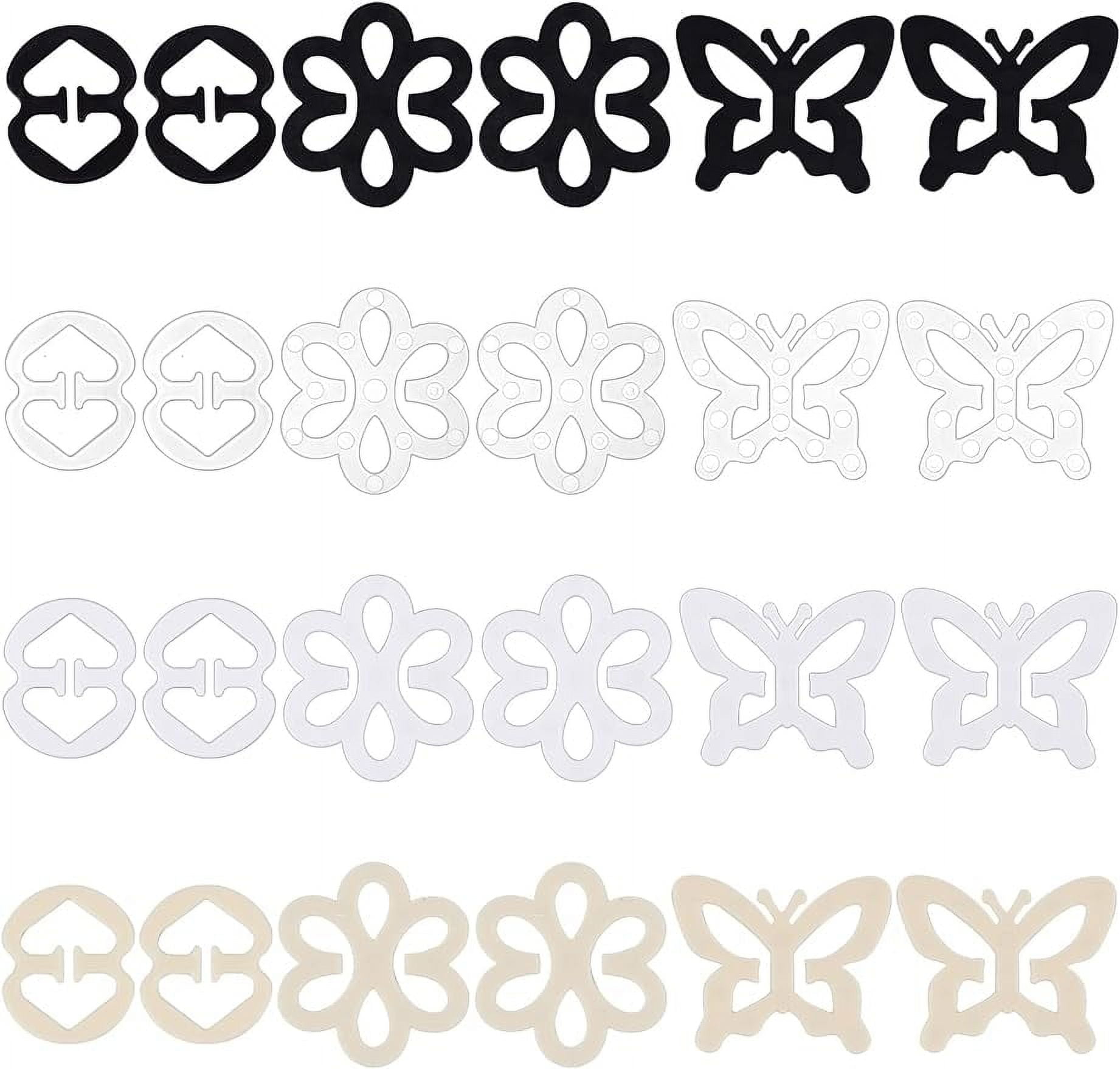 72 Pcs 12 Styles Bra Strap Clips 8-Shaped Flower Butterfly Bra Clips ...