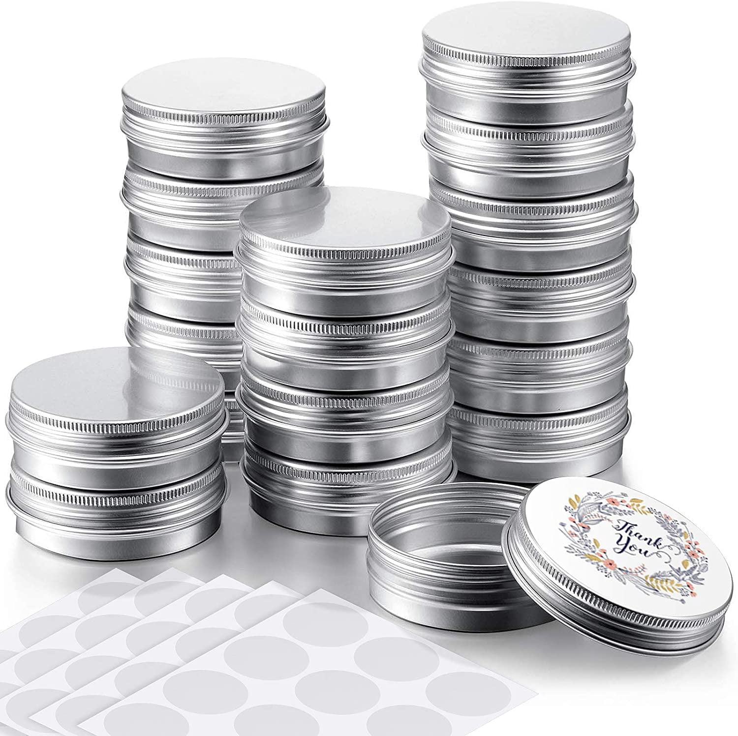 72 Pcs 2 oz Aluminum Tins Salve Containers with Screw Lid and Labels ...