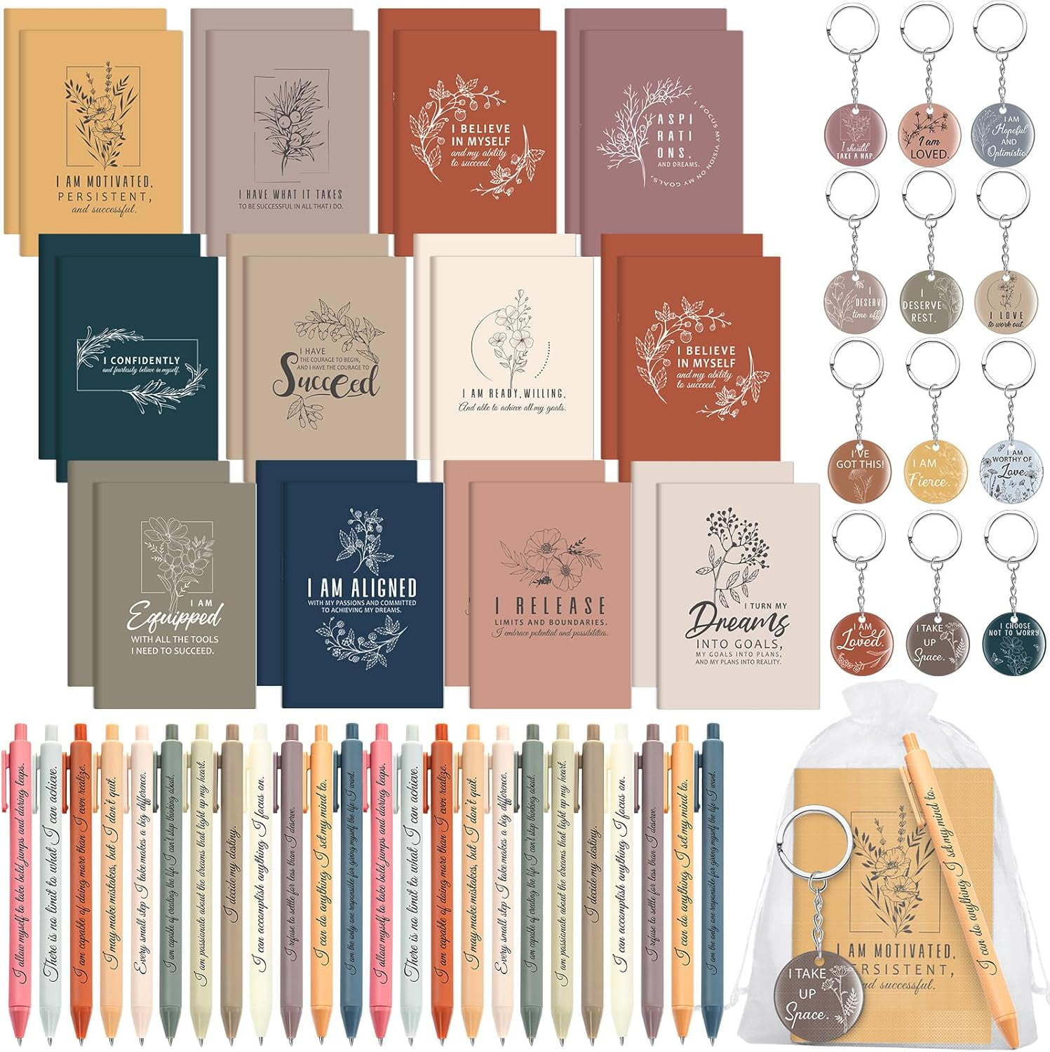 72 Pcs/24 Set Positive Affirmation Gift Set Gratitude Notebooks with ...