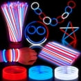 72 Pcs 4th of July Glow Sticks with connectors, Red White Blue Glow in ...