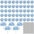 72 Pcs Artificial Hydrangea Flower Heads with Stems, Bulk Faux ...